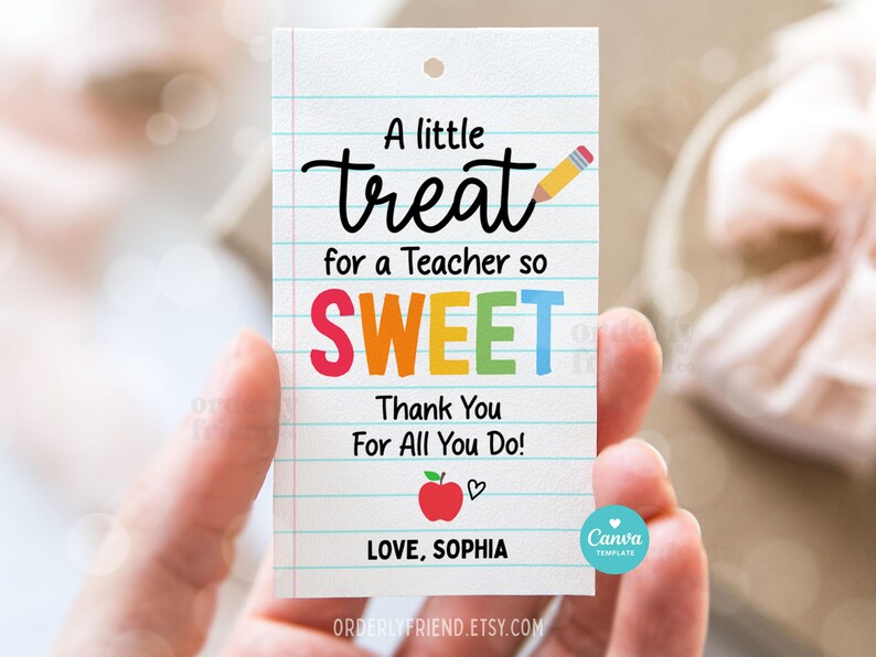 Teacher Appreciation Gift Tags Thank You Teacher Gift Tag Cookie School ...