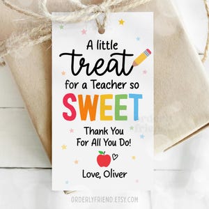 Teacher Appreciation Gift Tags Thank You Teacher Gift Tag Cookie School ...