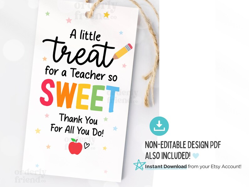 Teacher Appreciation Gift Tags Thank You Teacher Gift Tag Cookie School ...