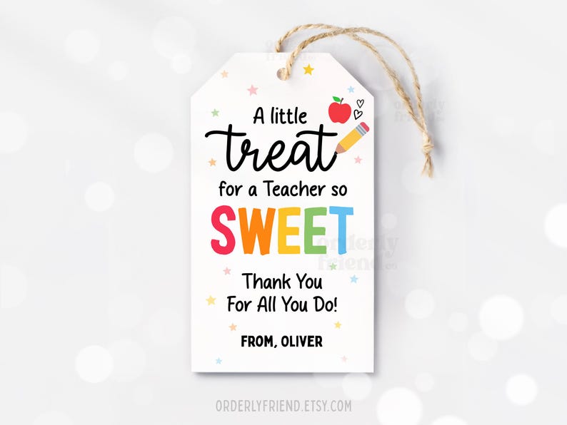 Teacher Appreciation Gift Tags Thank You Teacher Gift Tag Cookie Treat ...