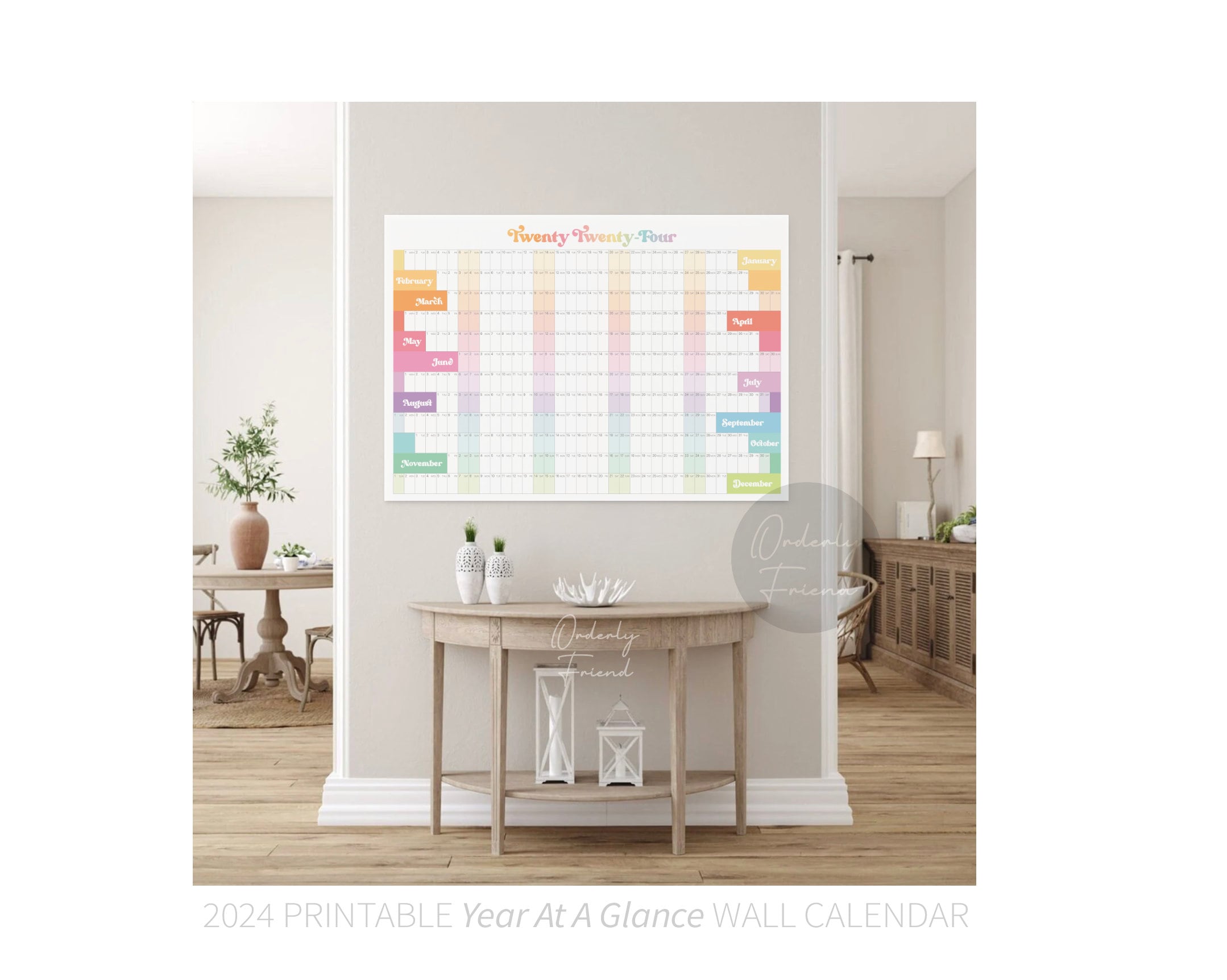 Giant 2024 Wall Calendar 2024 Year Planner Printable Year at A Glance ...