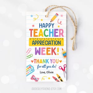 Teacher Appreciation Gift Tags Thank You Teacher Gift Tag School ...