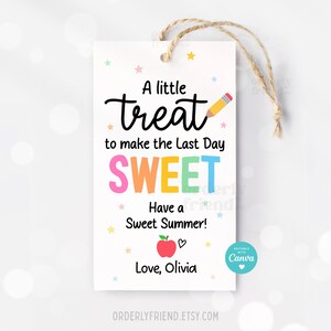 Last Day Treat Tag Teacher Appreciation Gift Tags Cookie School ...