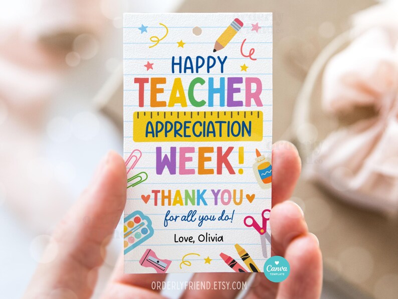 Teacher Appreciation Gift Tags Thank You Teacher Gift Tag School ...