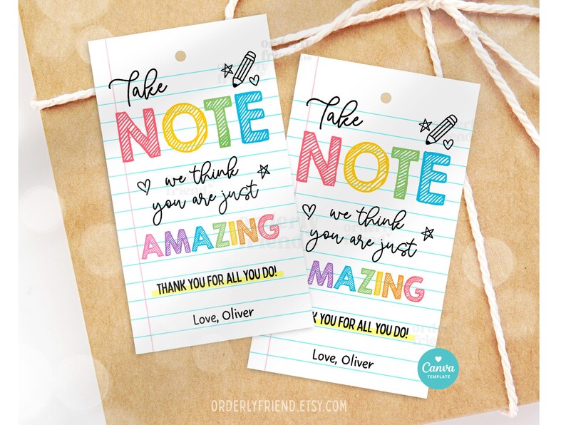 Editable Teacher Appreciation Thank You Gift Tags (canva Template) - Etsy