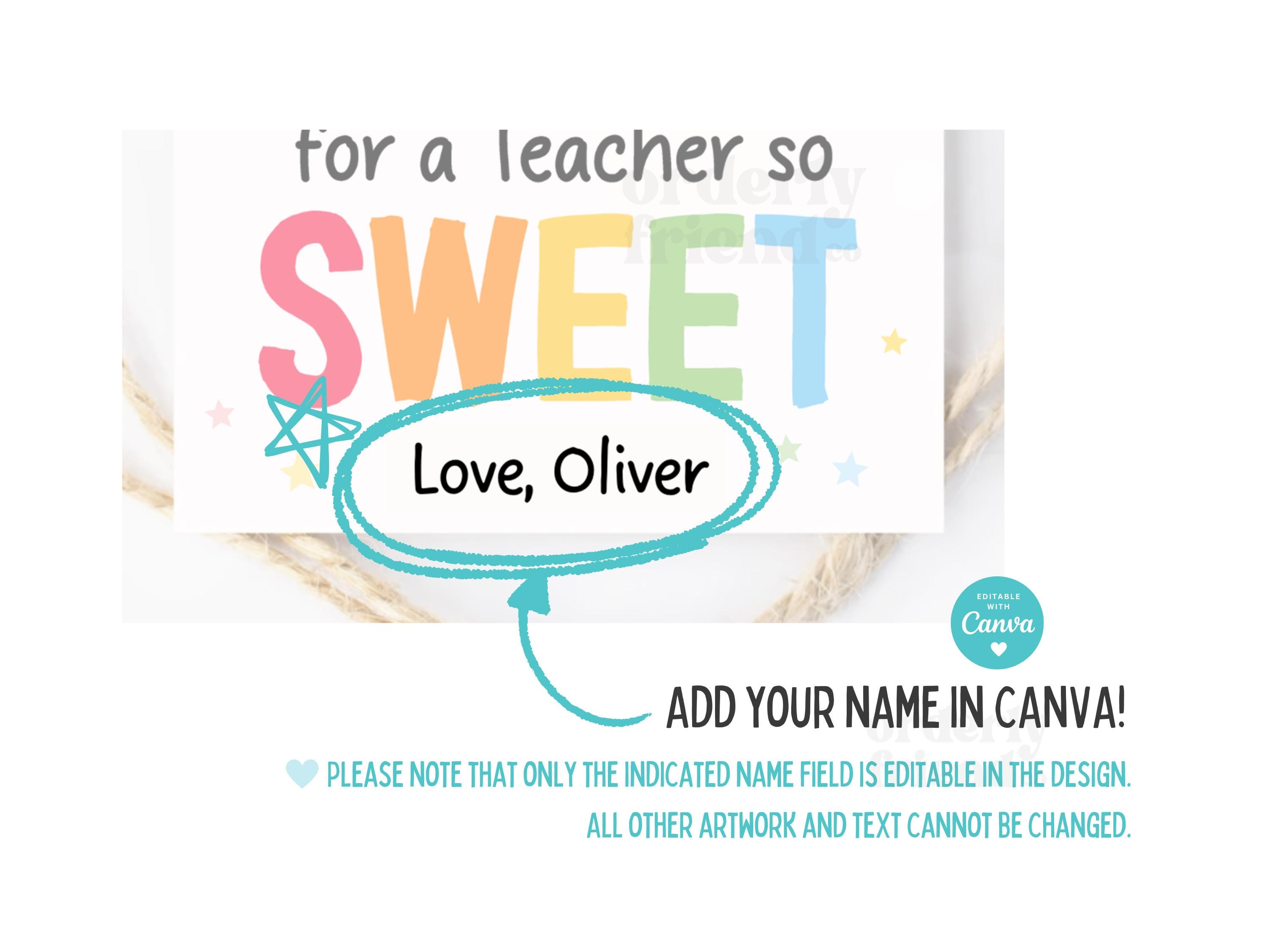 Teacher Appreciation Gift Tags Thank You Teacher Gift Tag Cookie Tag ...