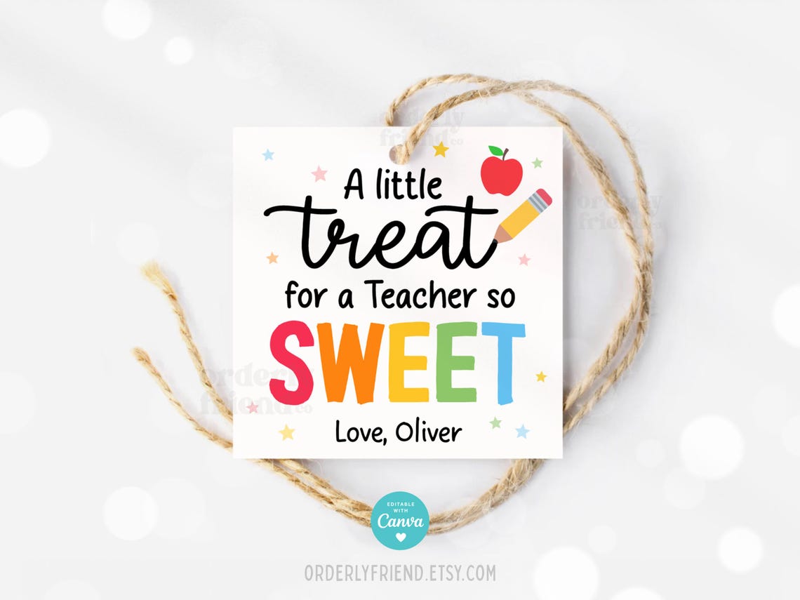 Teacher Appreciation Gift Tags Thank You Teacher Gift Tag Cookie Tag ...
