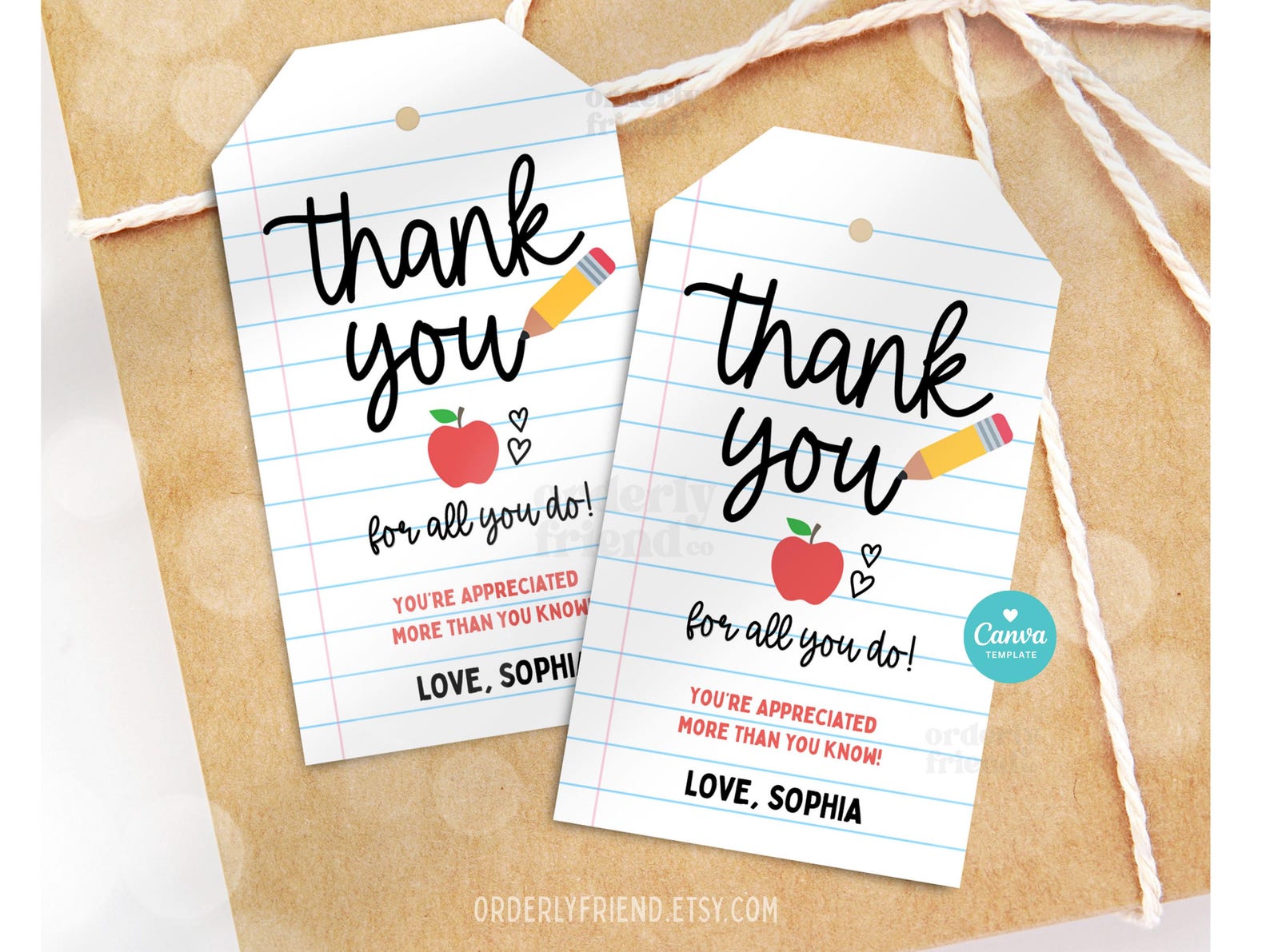 Teacher Appreciation Gift Tags Thank You Teacher Gift Tag School ...