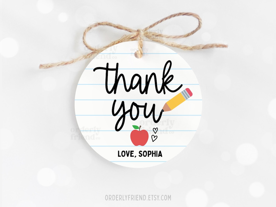 Teacher Appreciation Gift Tags Thank You Teacher Gift Tag Round Cookie ...