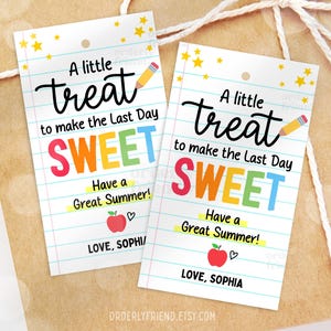 Last Day of School Gift Tag End of School Year Cookie Sweet Treat ...