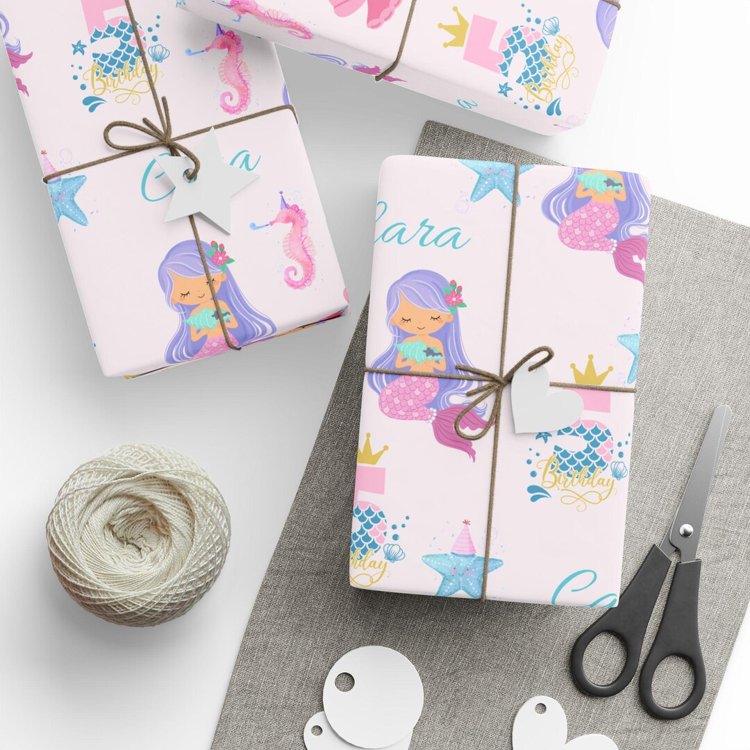 Mermaid Wrapping Paper, Customized Design, Gift Wrap Roll for Birthdays ...