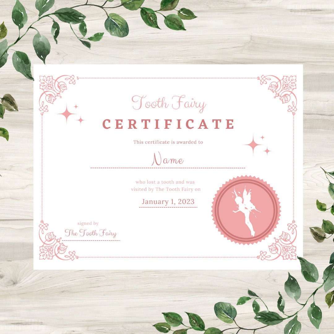 Tooth Fairy Certificate, Lost Tooth, Tooth Fairy Pink, Tooth ...