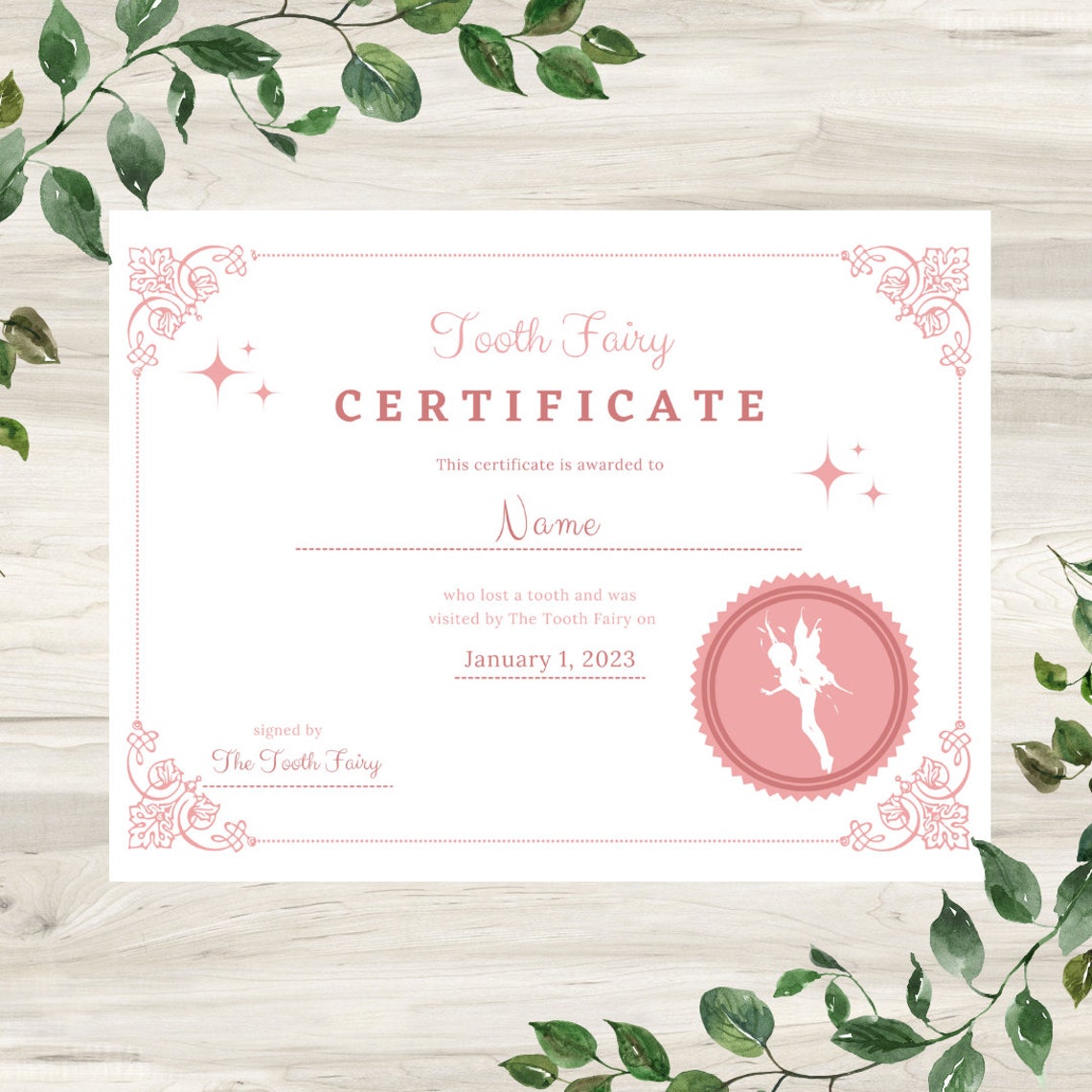 Tooth Fairy Certificate, Lost Tooth, Tooth Fairy Pink, Tooth ...