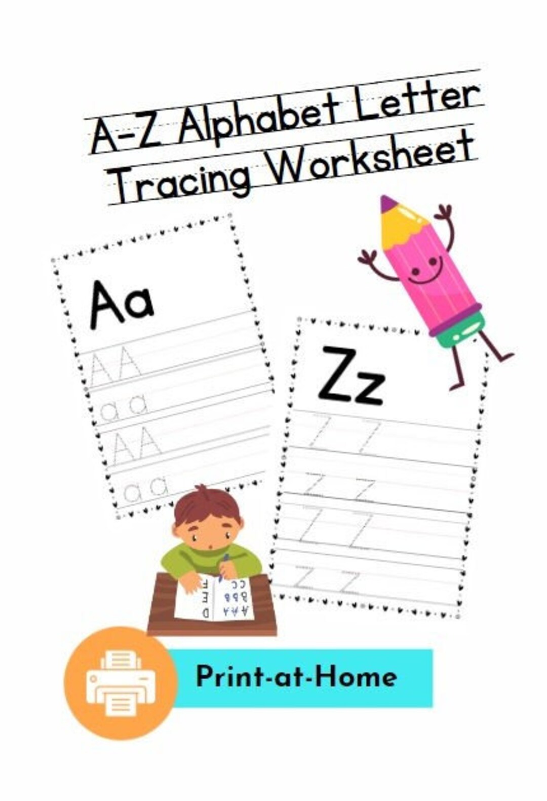 A-Z Letter Tracing Printable Worksheets - Etsy
