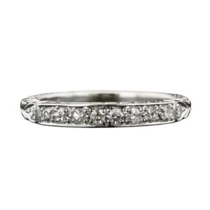 Vintage Retro Circa 1910s Art Deco Diamond Wedding Band Ring • Diamond Eternity Ring • Stackable ...