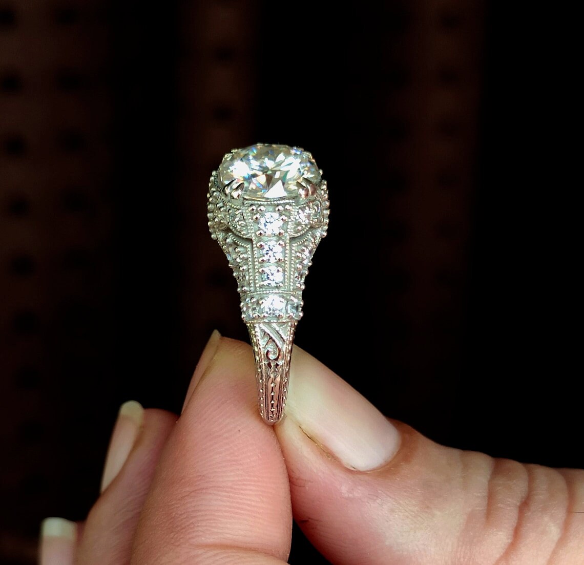1910's Vintage Moissanite Solitaire Ring 2.10 Carats Old - Etsy