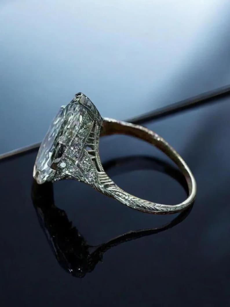 1910's Vintage 6.00 Ct. Pear Old European Diamond Engagement Ring in ...