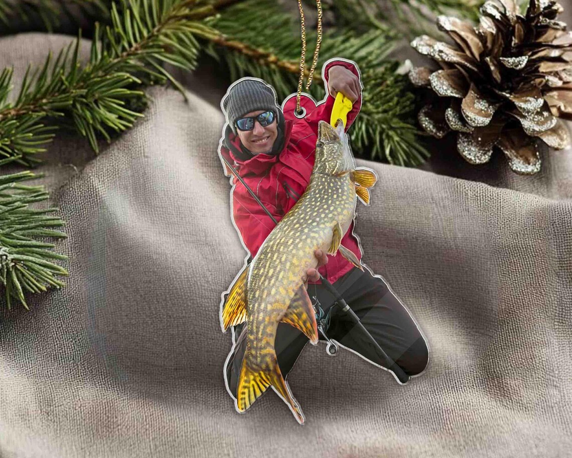 Personalized Fishing Photo Ornament, Christmas Fishing Ornament ...
