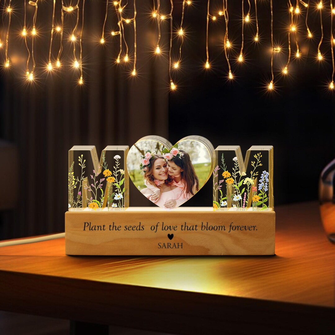 Personalized Mother Photo Night Light, Mom Gift From Daughter, Mom's ...
