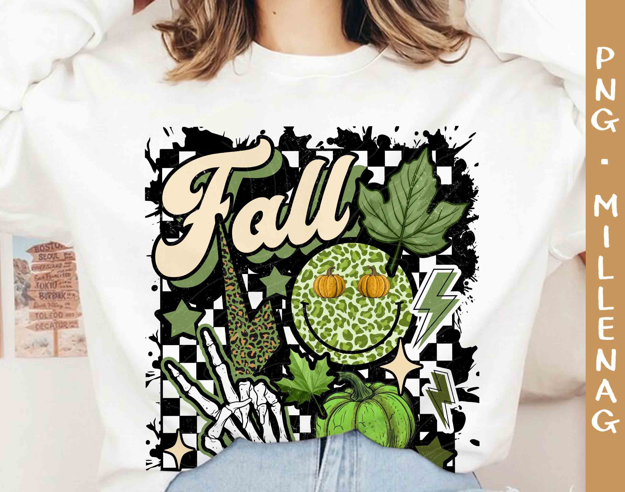 Checkered Fall Vibes PNG Retro Fall PNG Autumn PNG Spooky - Etsy