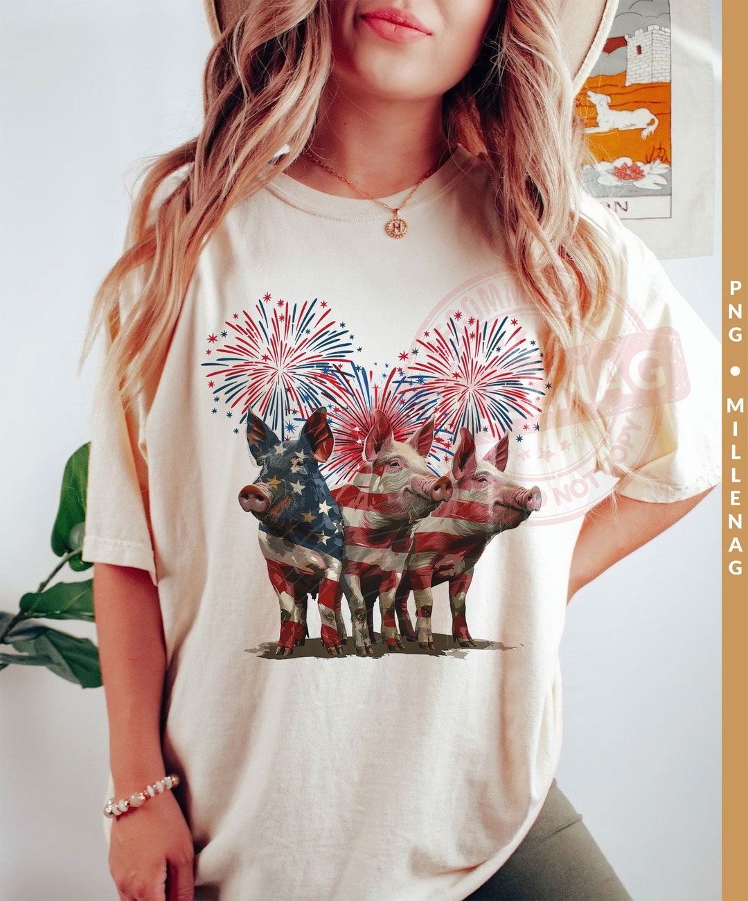 Pig Firework Png, Pig Fourth of July Png, Patriotic USA Farm Animal PNG ...