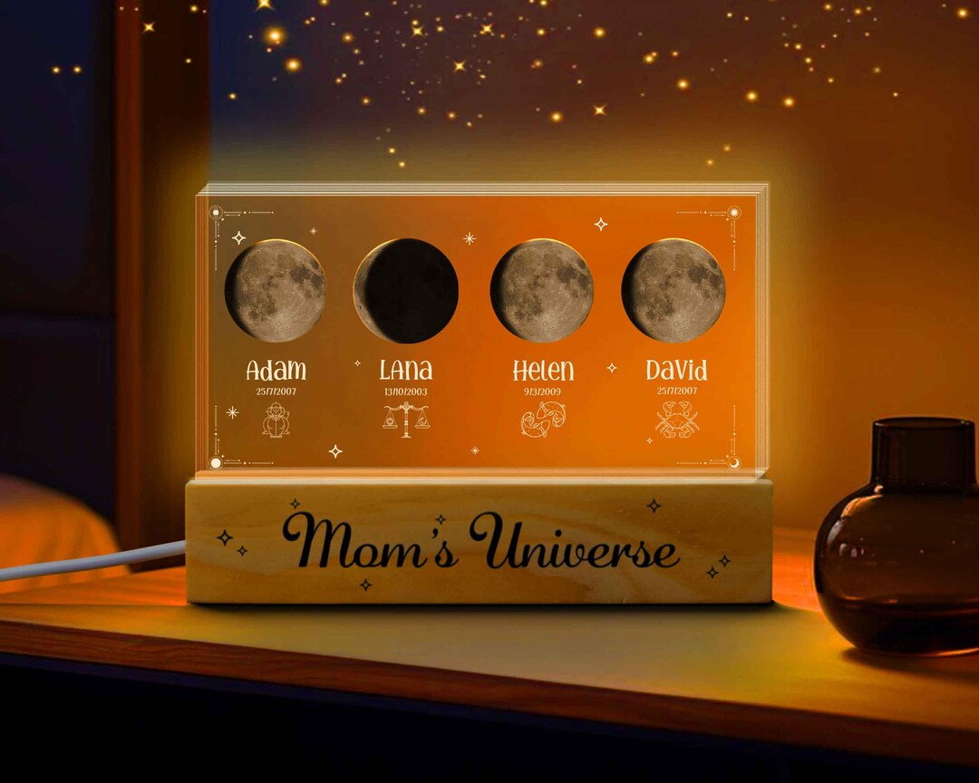Custom Mom's Universe Night Light, Mom Moon Phase Night Light ...