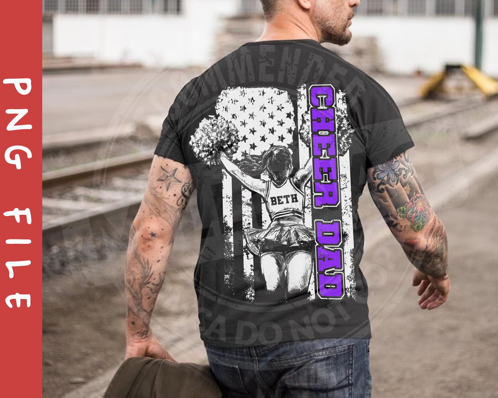 Customized Cheer Dad Png, Cheerleading Dad American Flag Png, Father ...