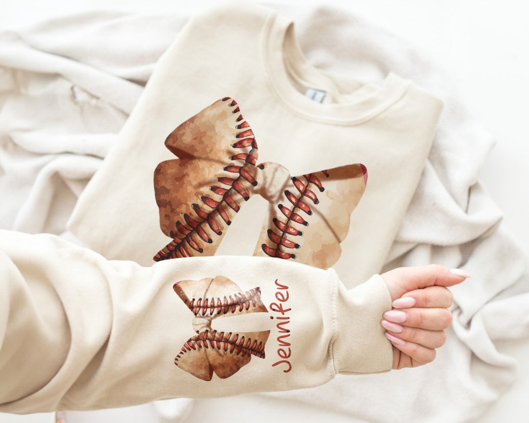 Personalized Baseball Bow With Name on Sleeve, Baseball Coquette Bow ...