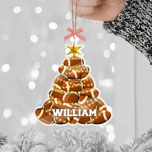 Custom Name American Football Christmas Tree Ornament, Personalized ...