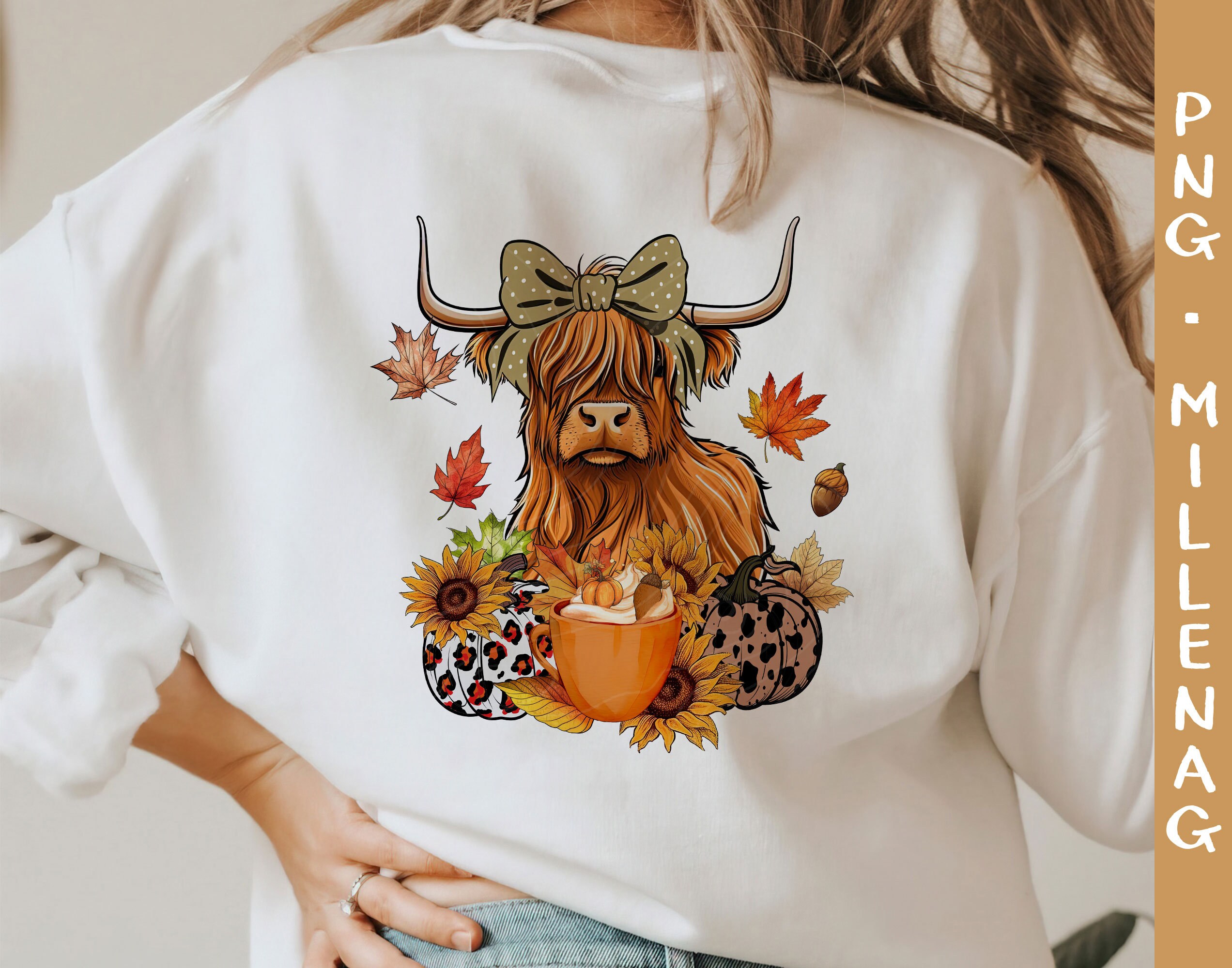 Highland Cow Fall PNG, Autumn PNG, Pumpkin Season Png, Groovy Fall Png ...