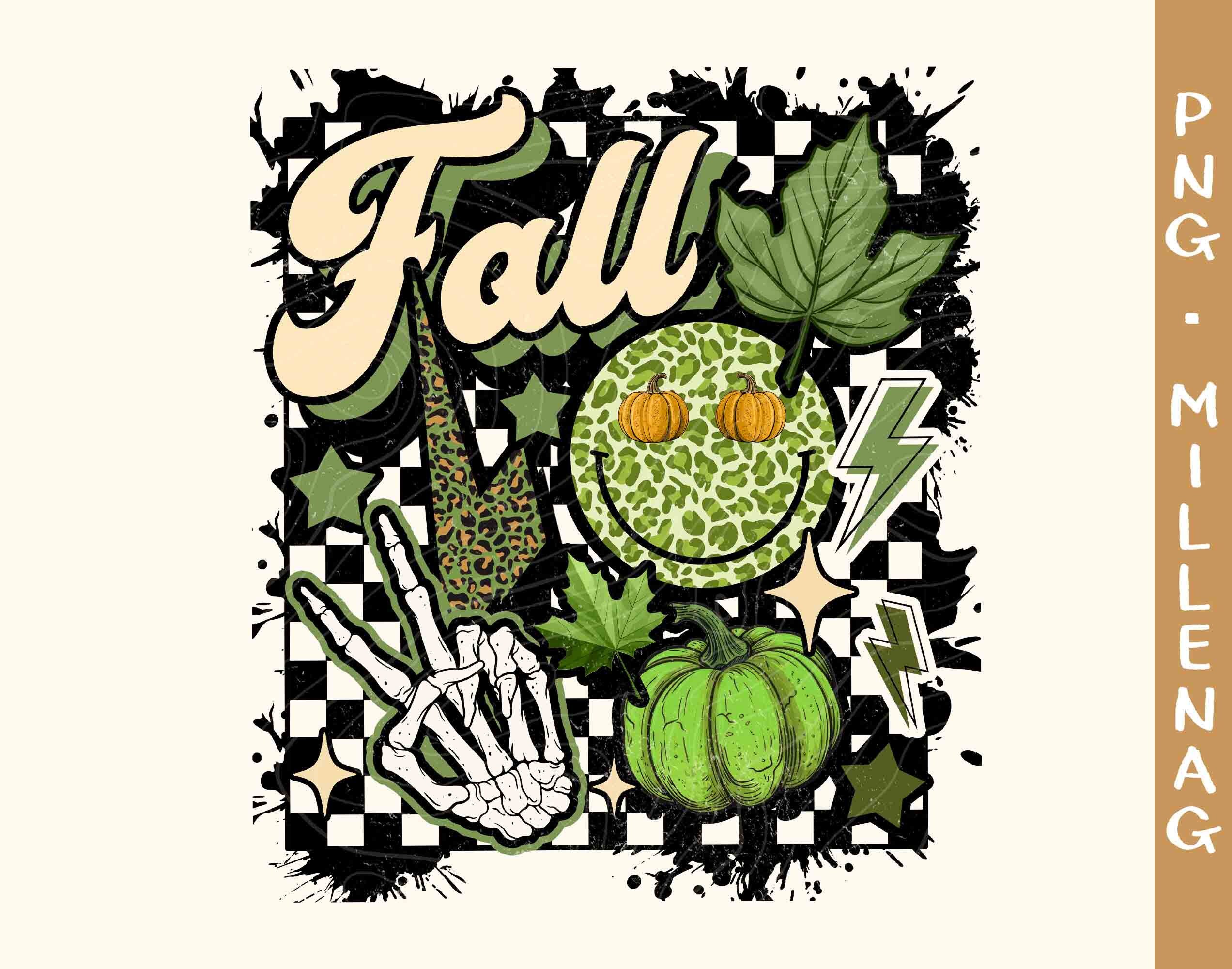 Checkered Fall Vibes PNG Retro Fall PNG Autumn PNG Spooky - Etsy