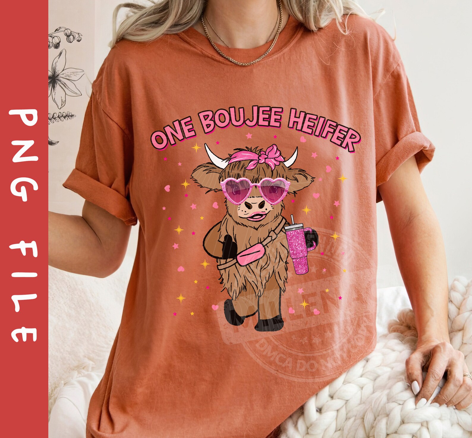 One Boujee Heifer Png, Cow With Belt Bag & Tumbler Png, Funny Valentine ...