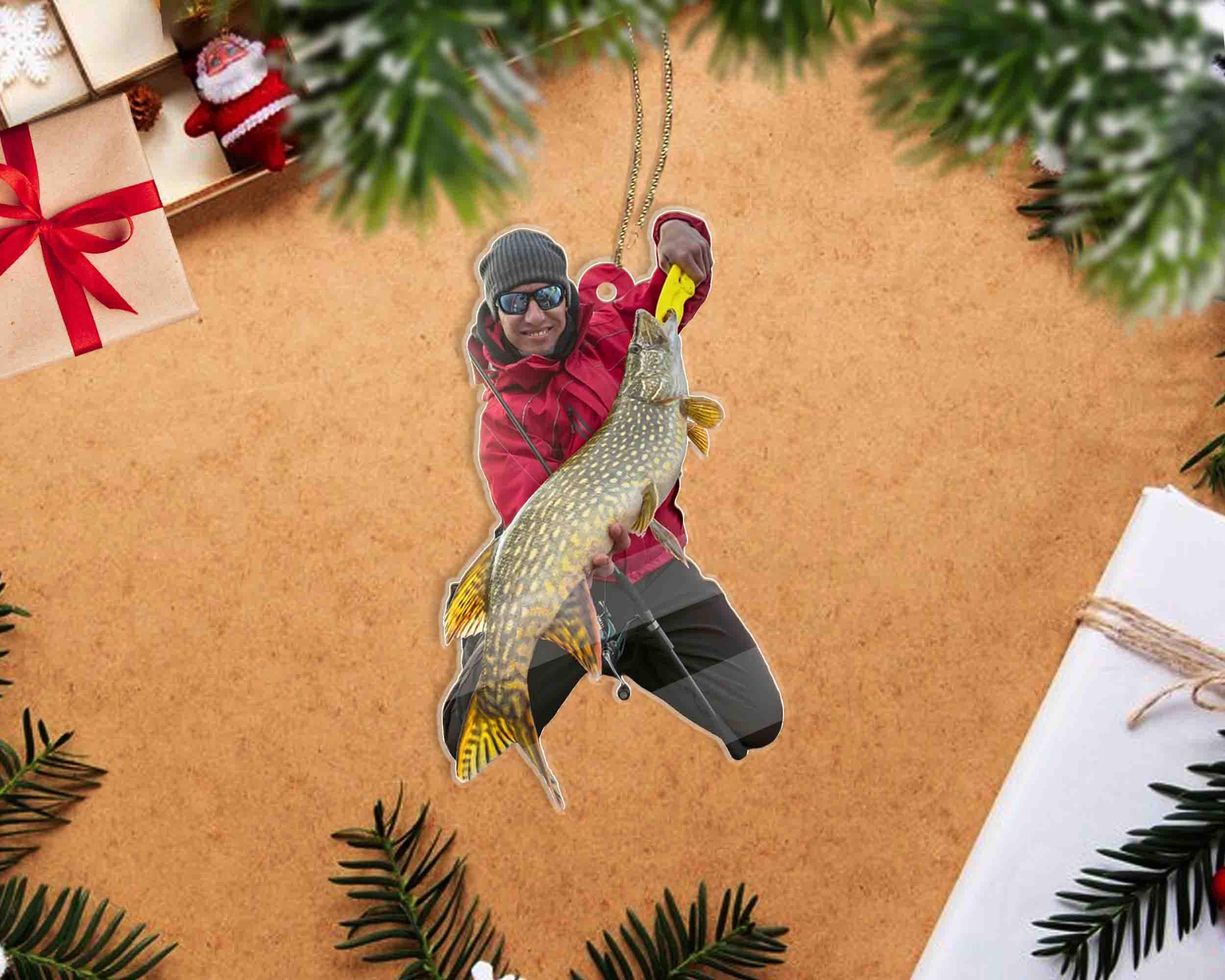 Personalized Fishing Photo Ornament, Christmas Fishing Ornament ...