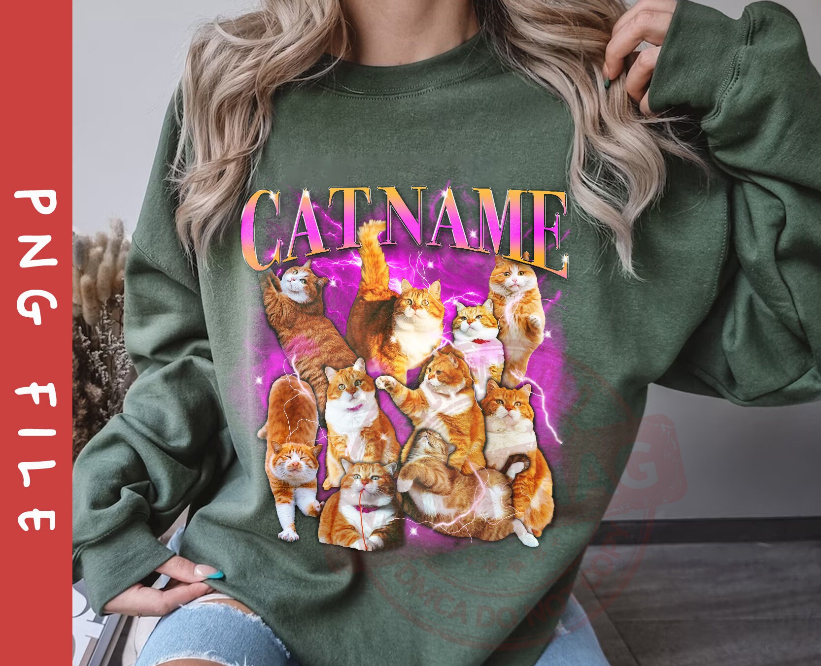 Personalized Photo Cat Png, Custom Bootleg Pet Png, Custom Cat Name ...
