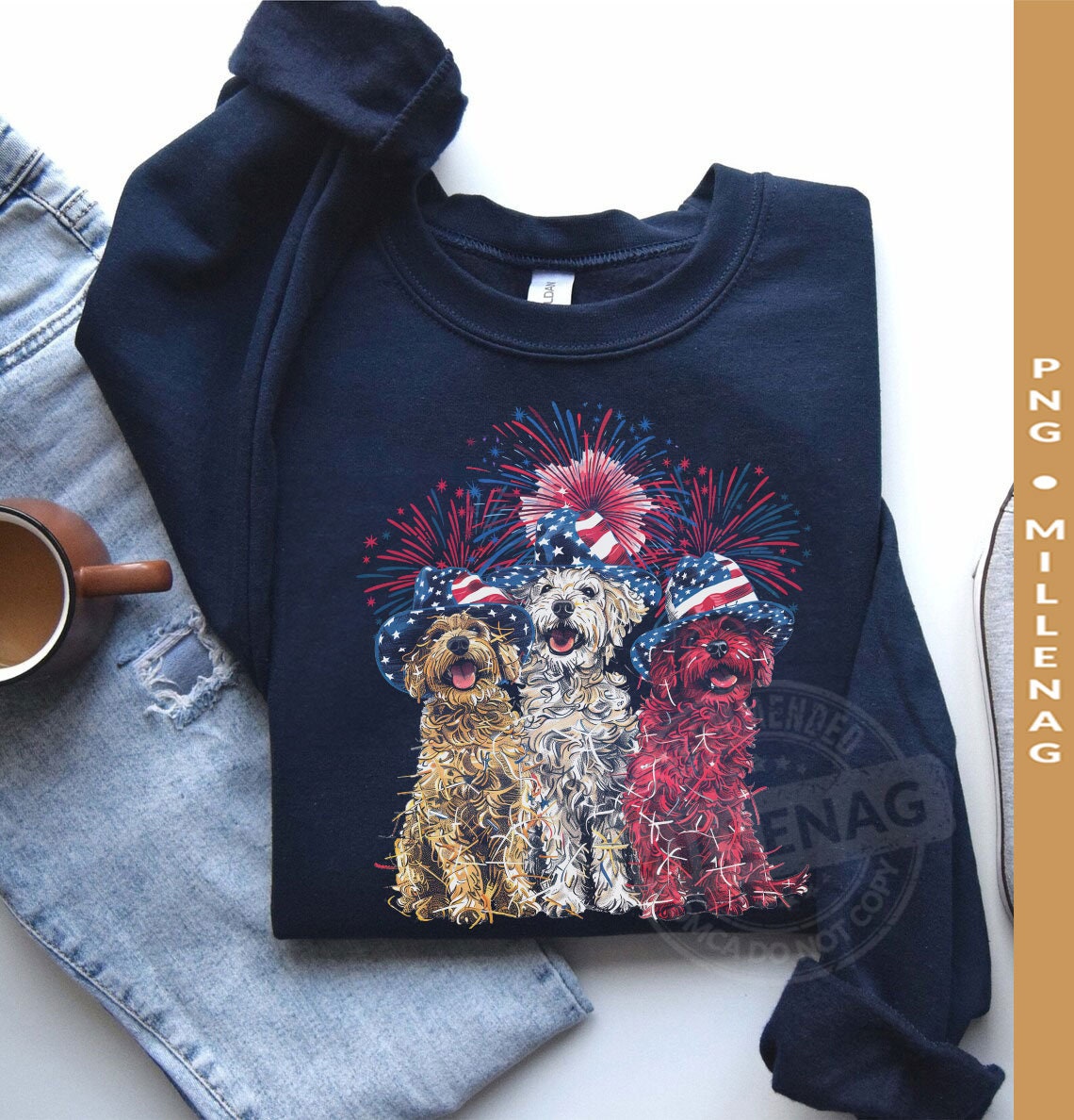 Funny Goldendoodle Firework Png, Goldendoodle Fourth of July Png, Dog ...