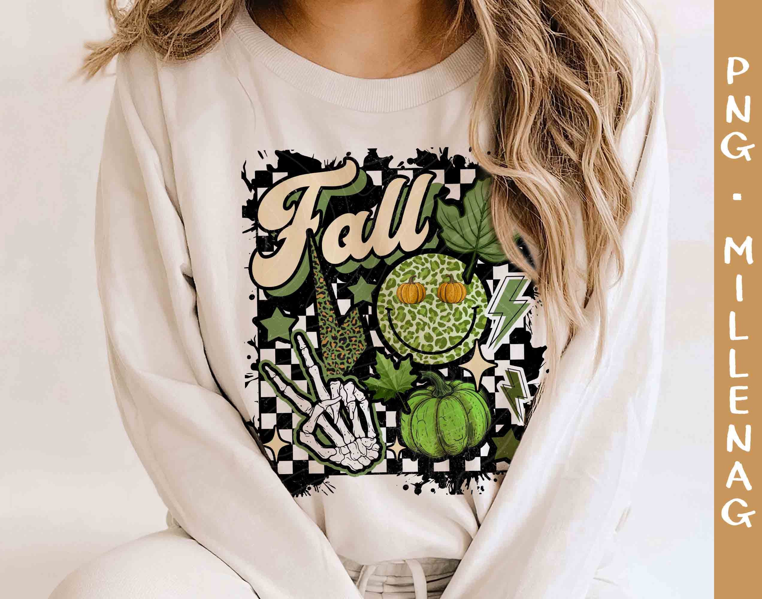 Checkered Fall Vibes PNG Retro Fall PNG Autumn PNG Spooky - Etsy