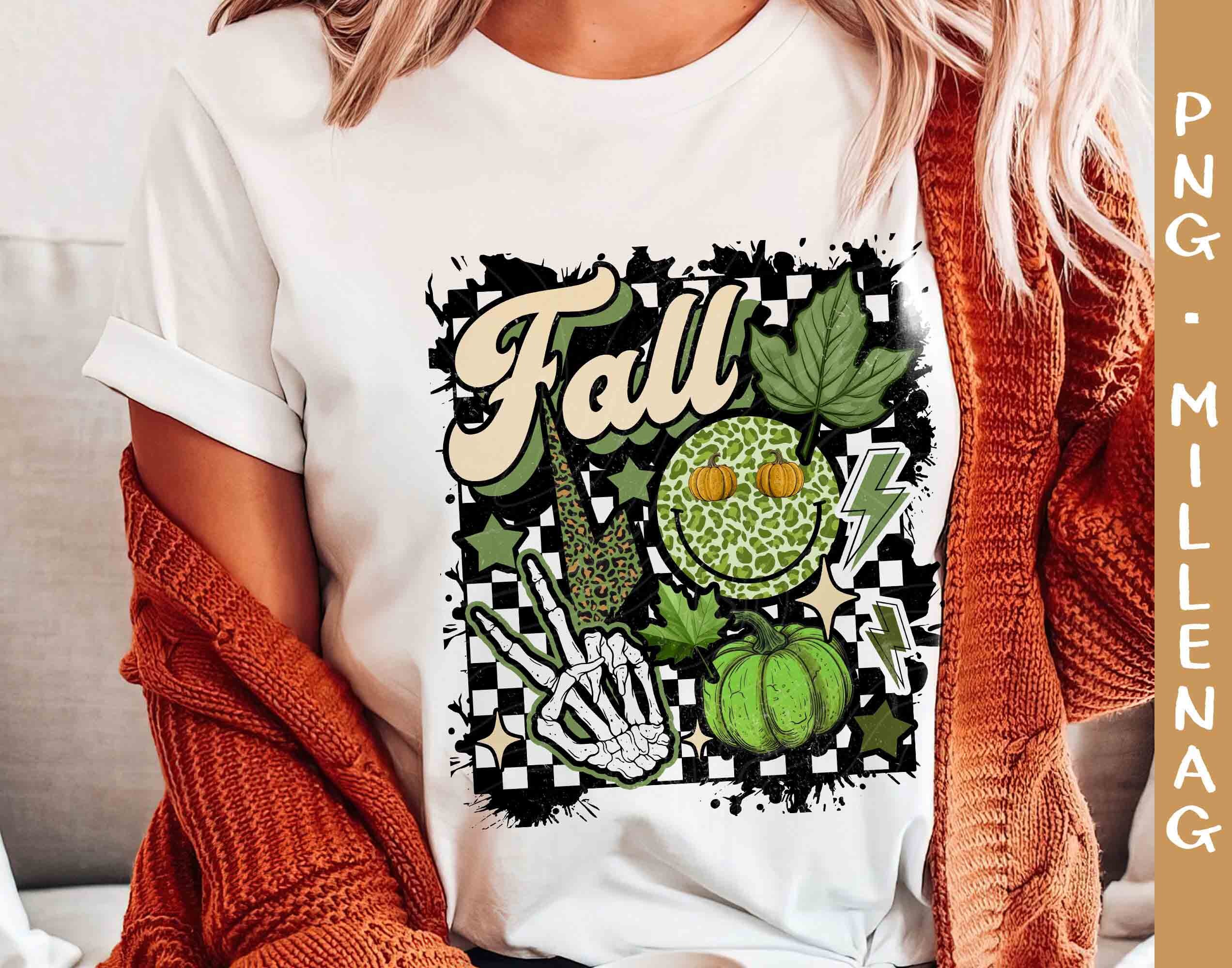 Checkered Fall Vibes PNG Retro Fall PNG Autumn PNG Spooky - Etsy