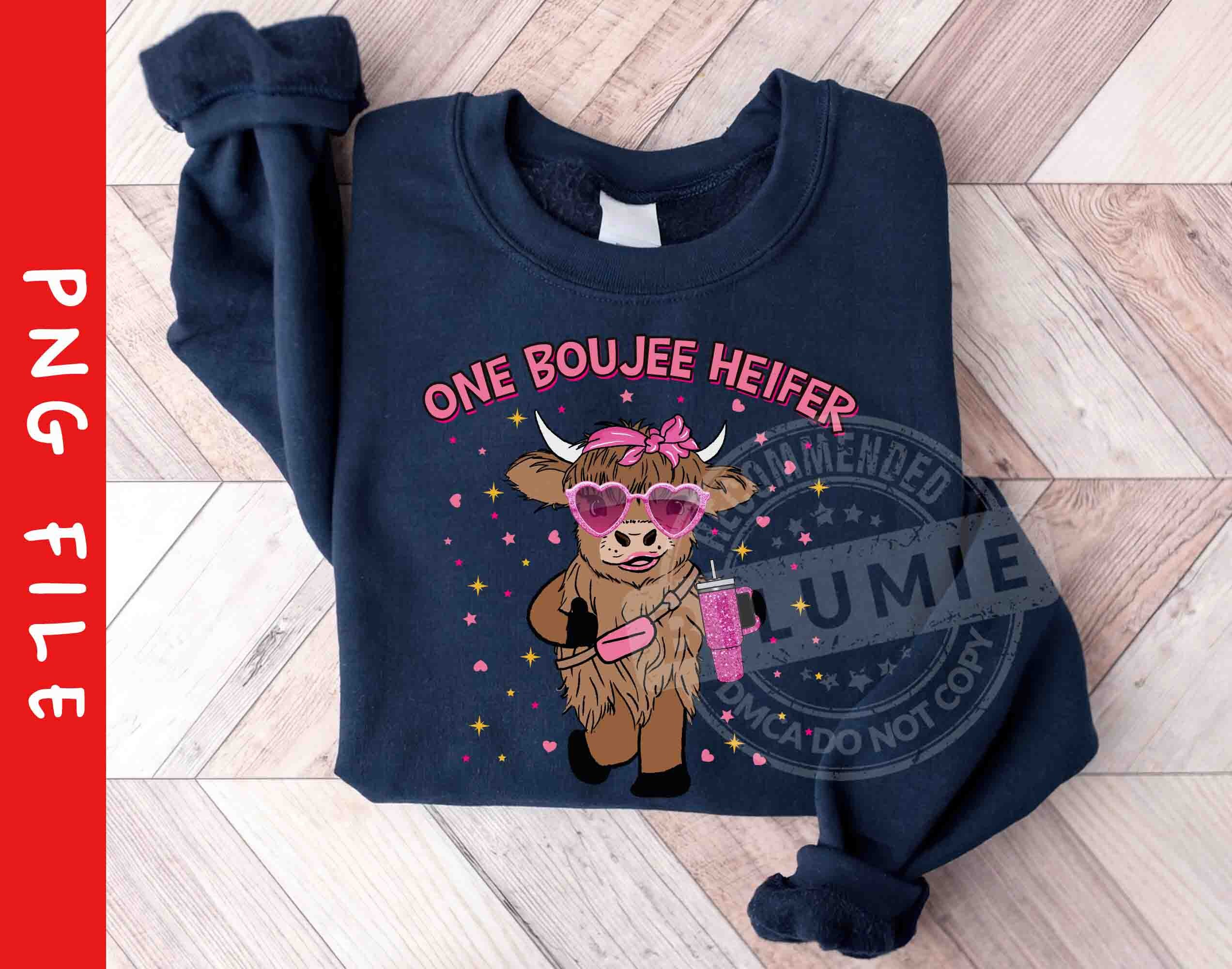 One Boujee Heifer Png, Cow With Belt Bag & Tumbler Png, Funny Valentine ...