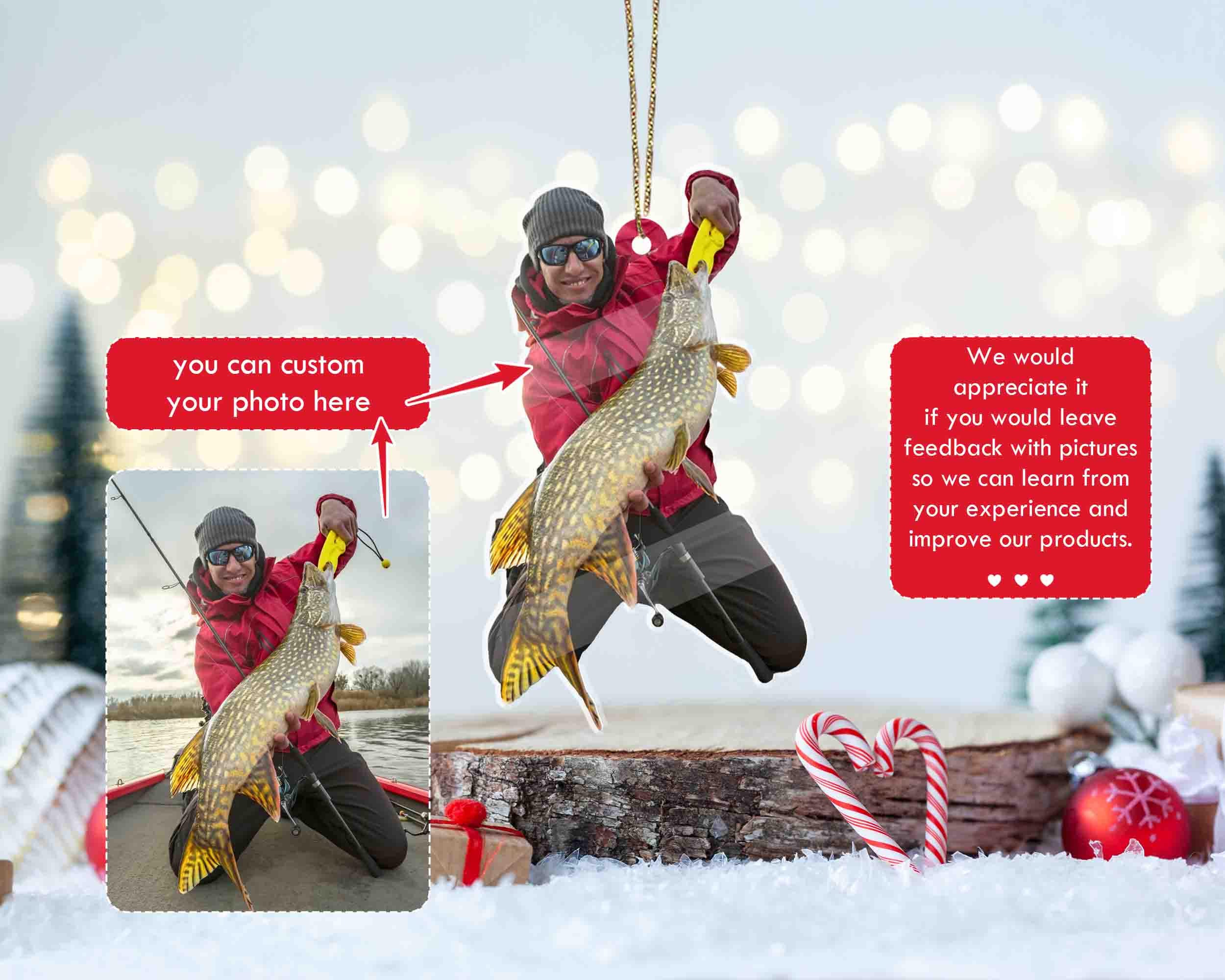 Personalized Fishing Photo Ornament, Christmas Fishing Ornament ...
