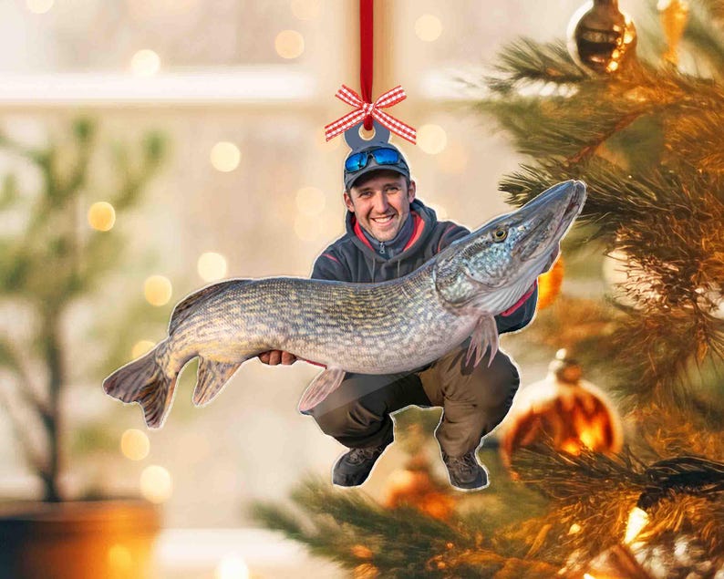 Personalized Fishing Photo Ornament, Christmas Fishing Ornament ...