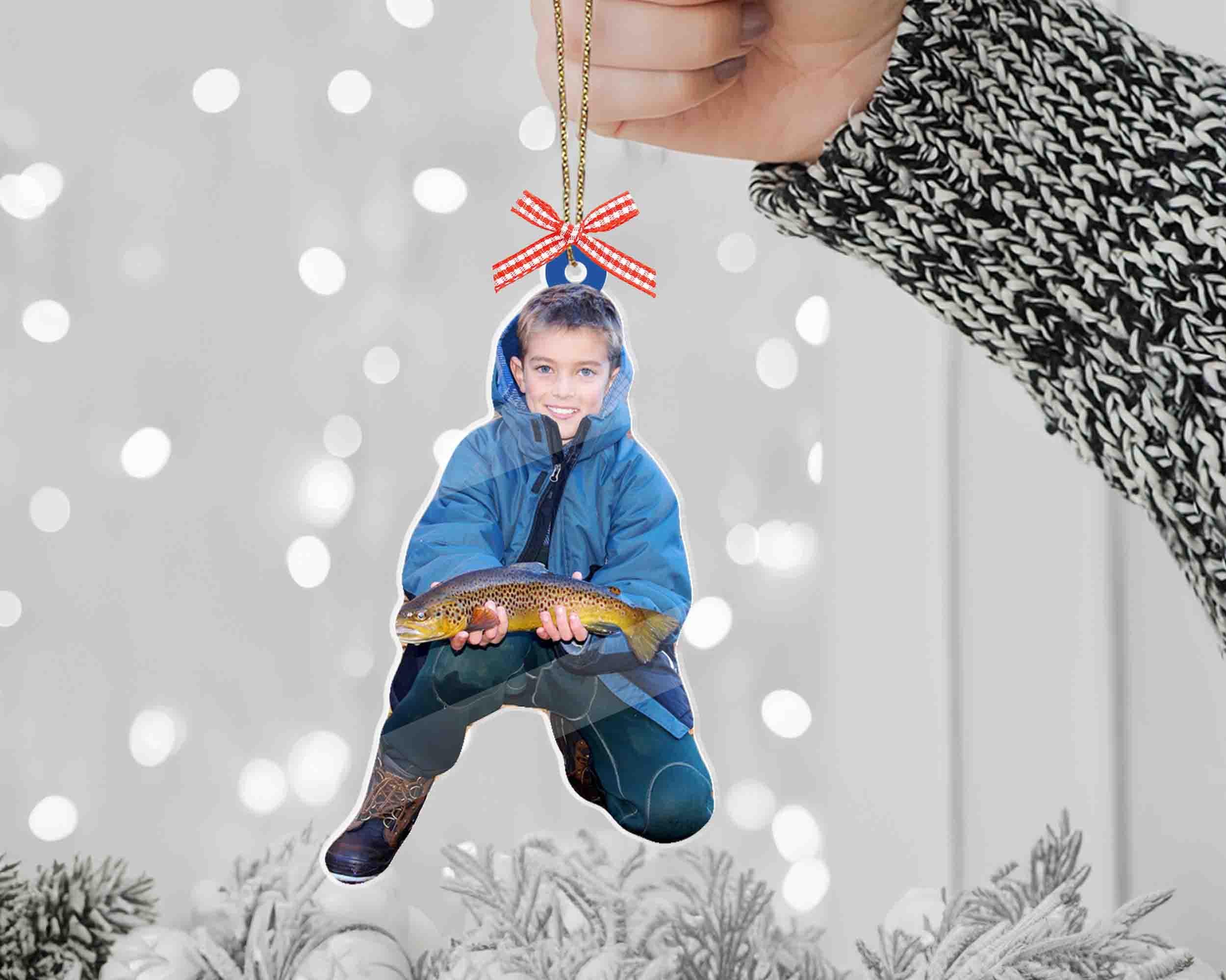 Personalized Fishing Photo Ornament, Christmas Fishing Ornament ...