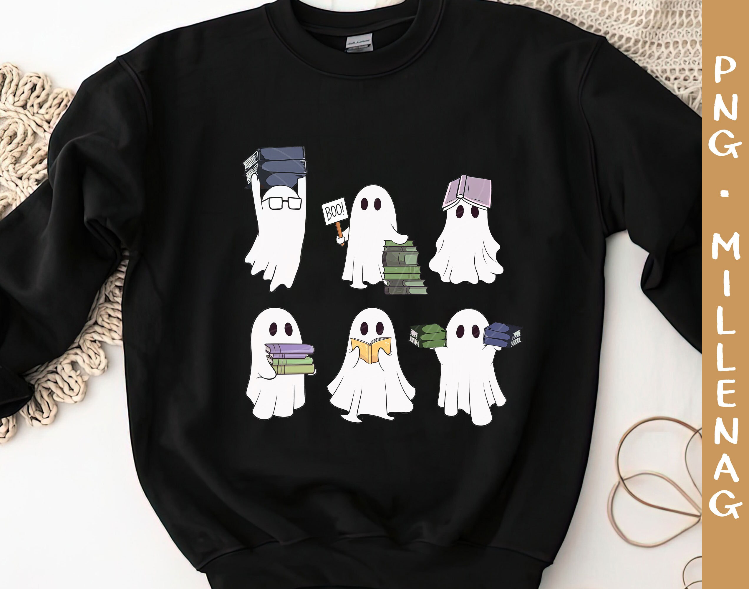 Cute Ghost Book PNG Book Lover Halloween PNG Funny Ghost - Etsy