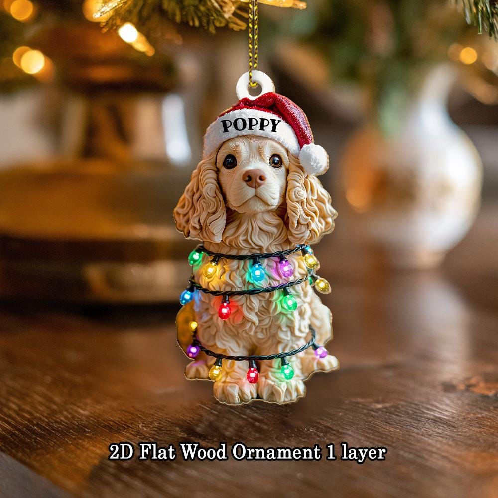 Personalized Name Cocker Spaniel Ornament, Cocker Spaniel Christmas ...