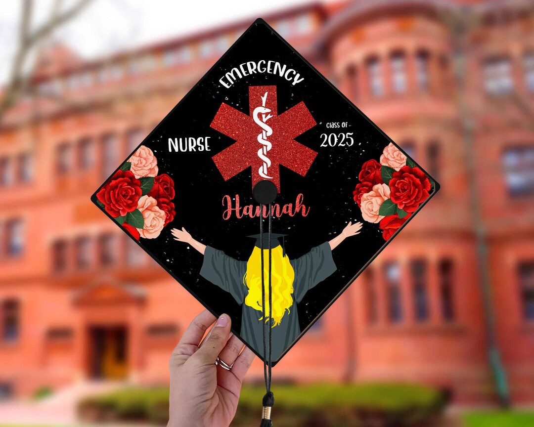 Custom ER Nurse Graduation Cap Topper, Nursing Grad Cap Topper, Scrub ...