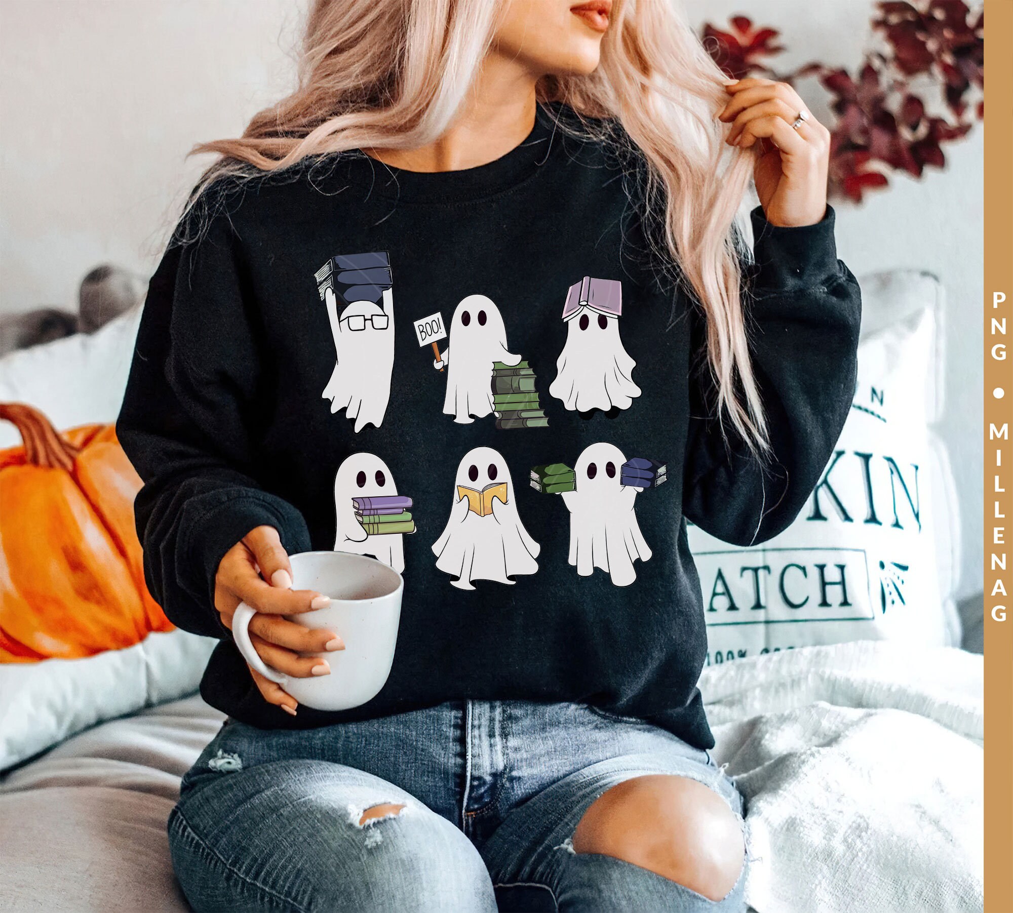 Cute Ghost Book PNG Book Lover Halloween PNG Funny Ghost - Etsy