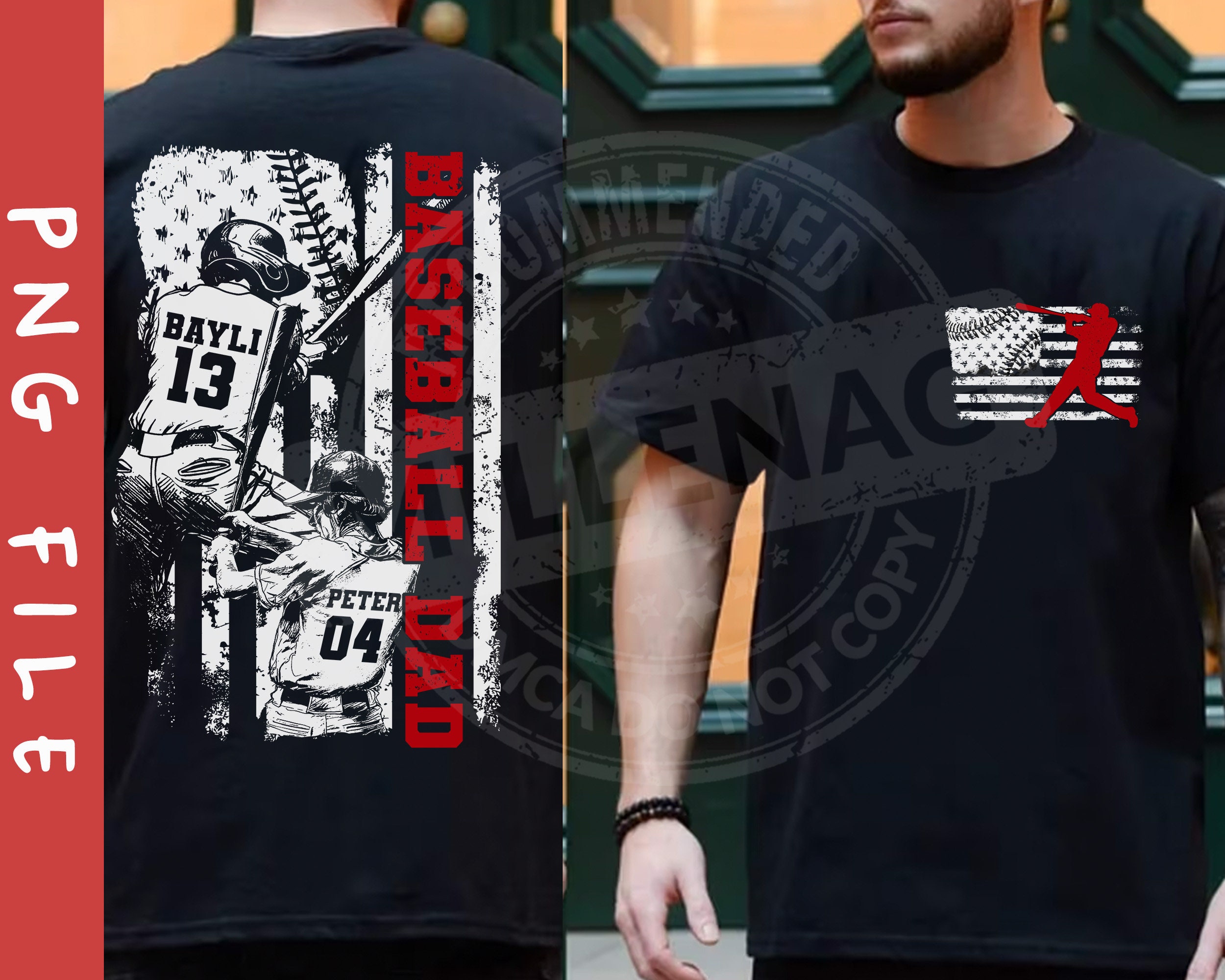 Customized Baseball Dad With Flag Png, Baseball Dad American Flag Png ...