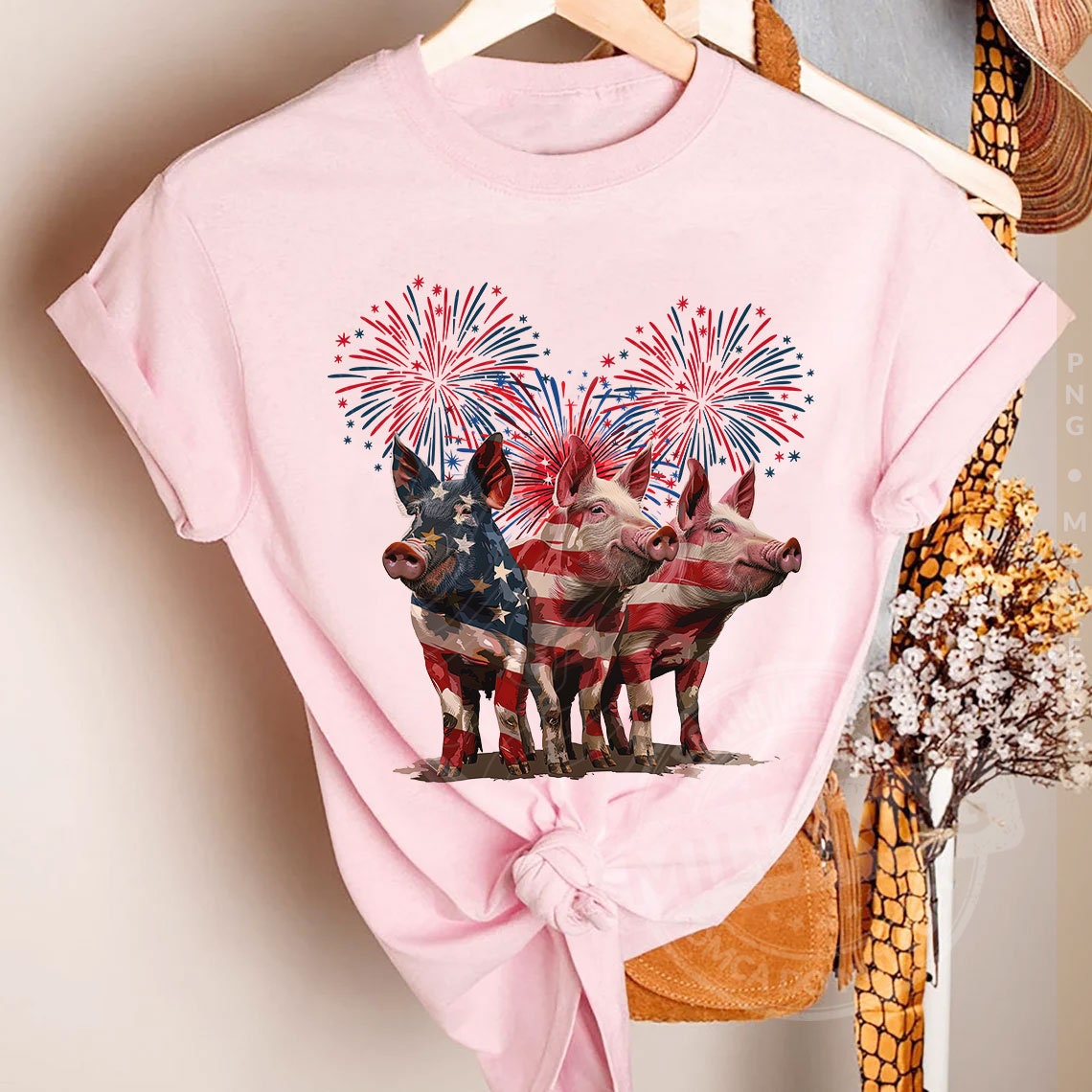Pig Firework Png, Pig Fourth of July Png, Patriotic USA Farm Animal PNG ...