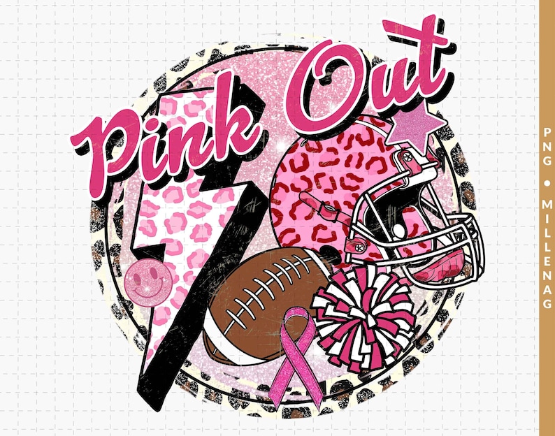 Pink Out PNG, Breast Cancer Awareness Png, Pink Ribbon Football and ...