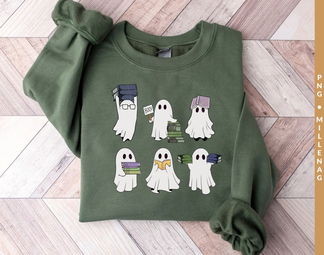 Cute Ghost Book PNG, Book Lover Halloween PNG, Funny Ghost Book Nerd ...