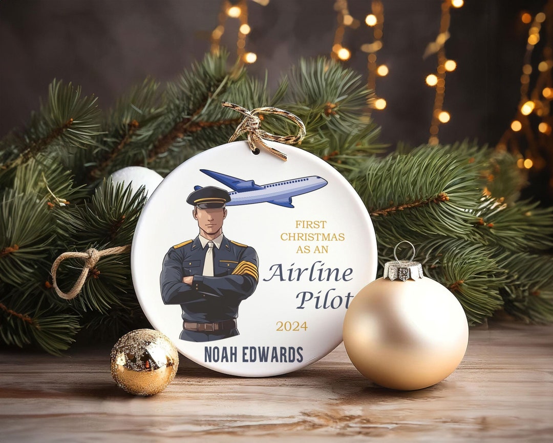 Customized First Christmas as an Airline Pilot Ornament, New Job Gift ...